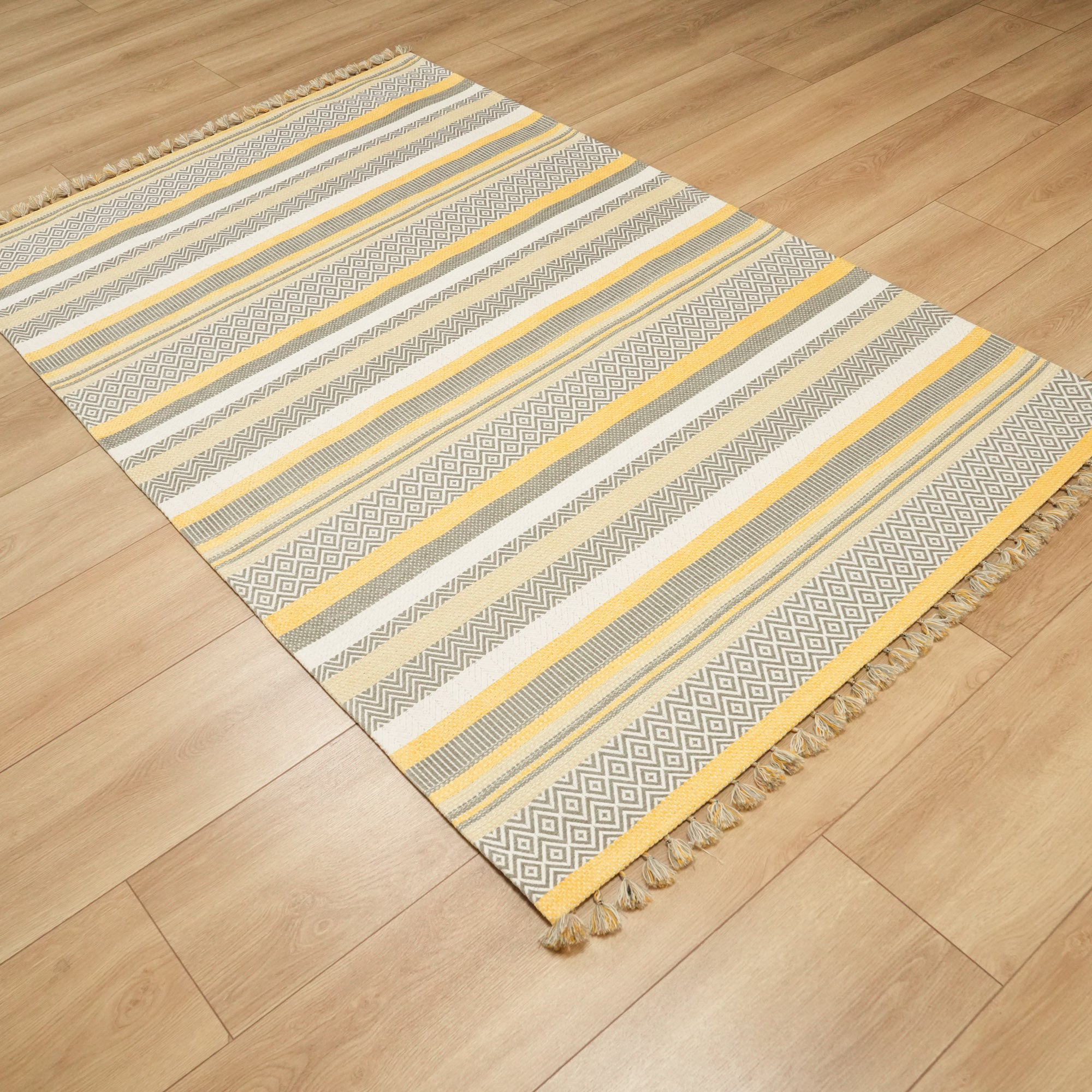 Aztec Series Stripe Patterned Yellow Acrylic Rug