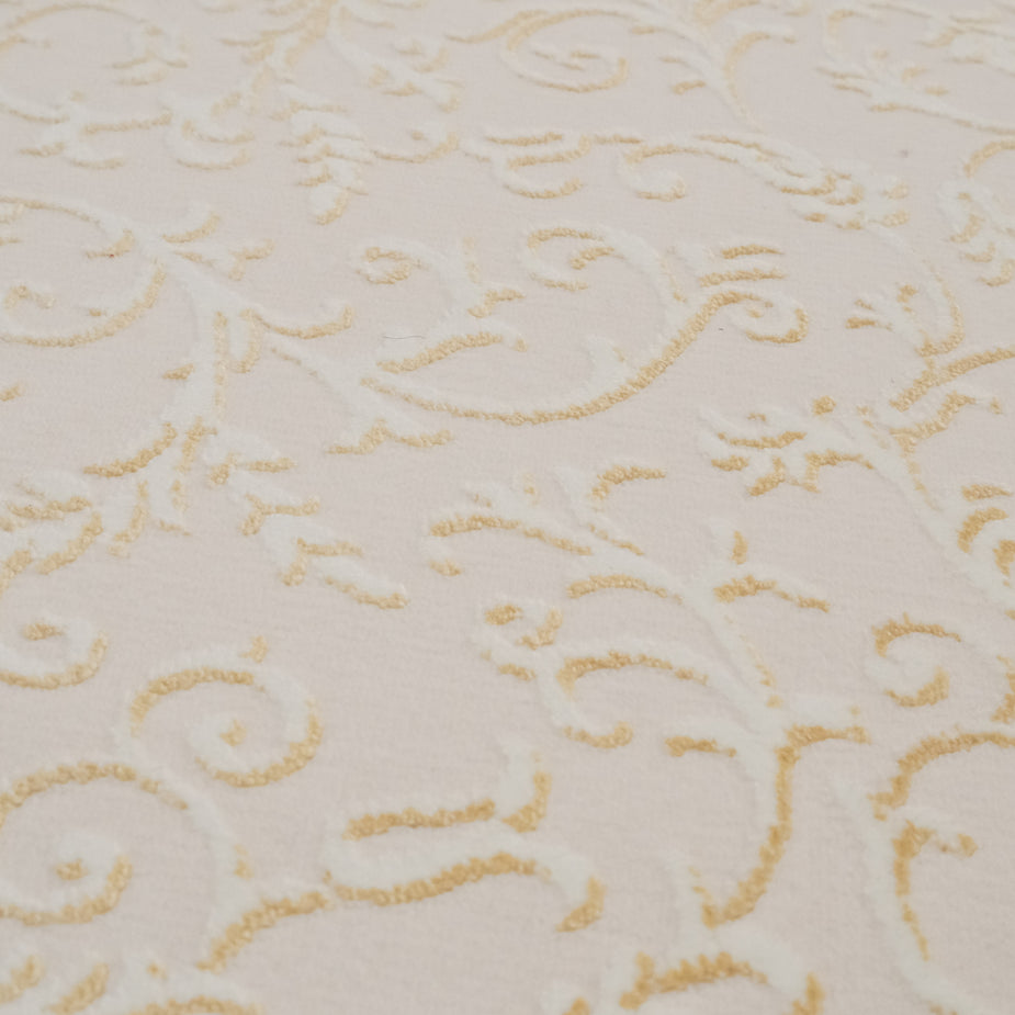 Makine Dokuma Çerçeve Desenli Krem Bambu Akrilik Halı – HALICIZADE