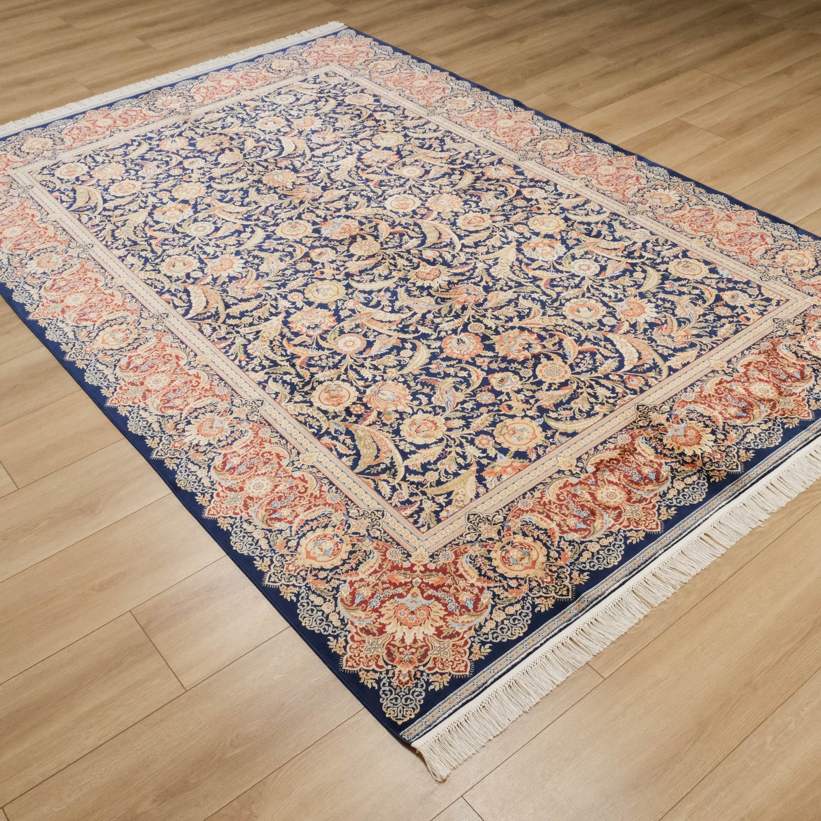 Machine Woven Floral Pattern Viscose Rug