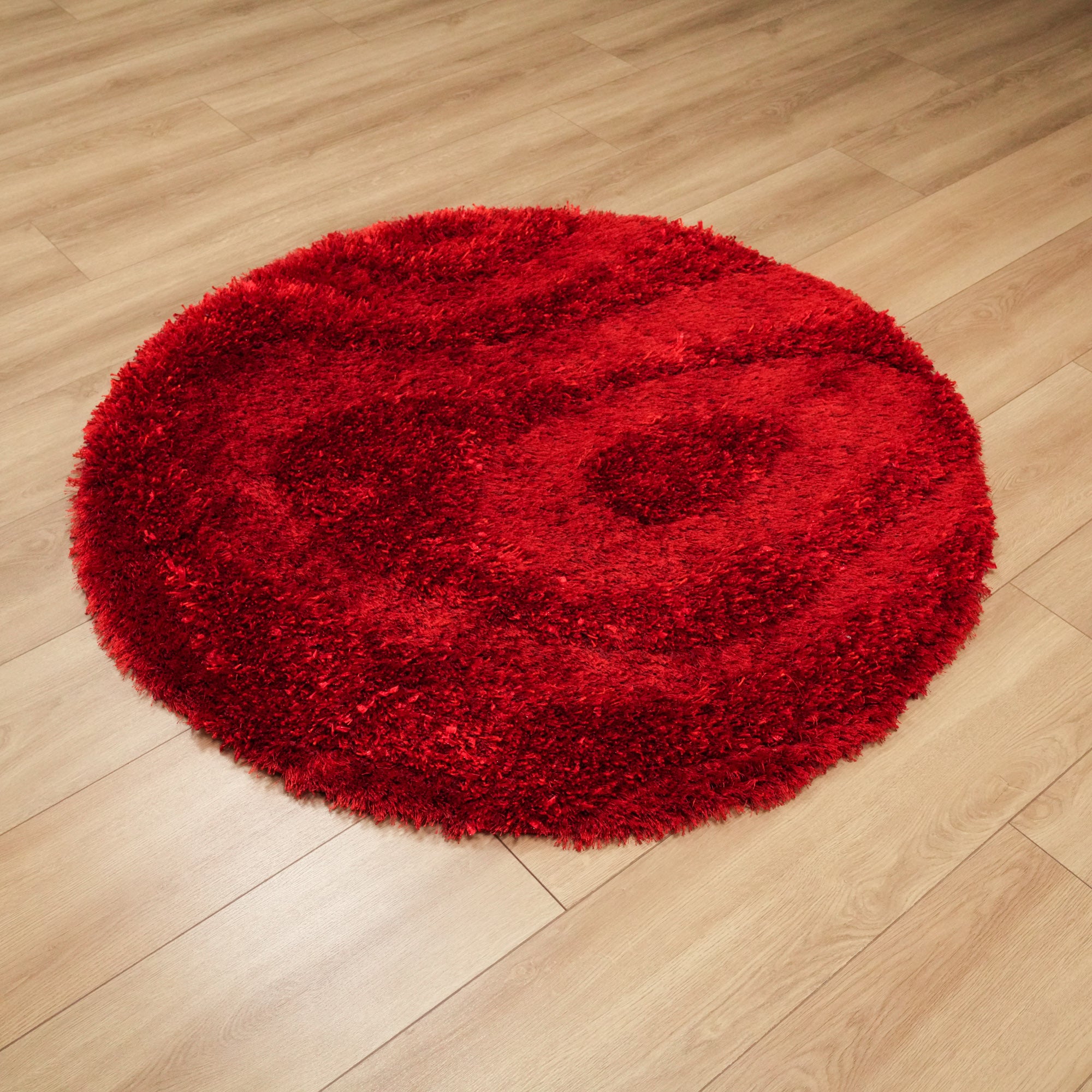 Simple Patterned Red Shaggy Carpet