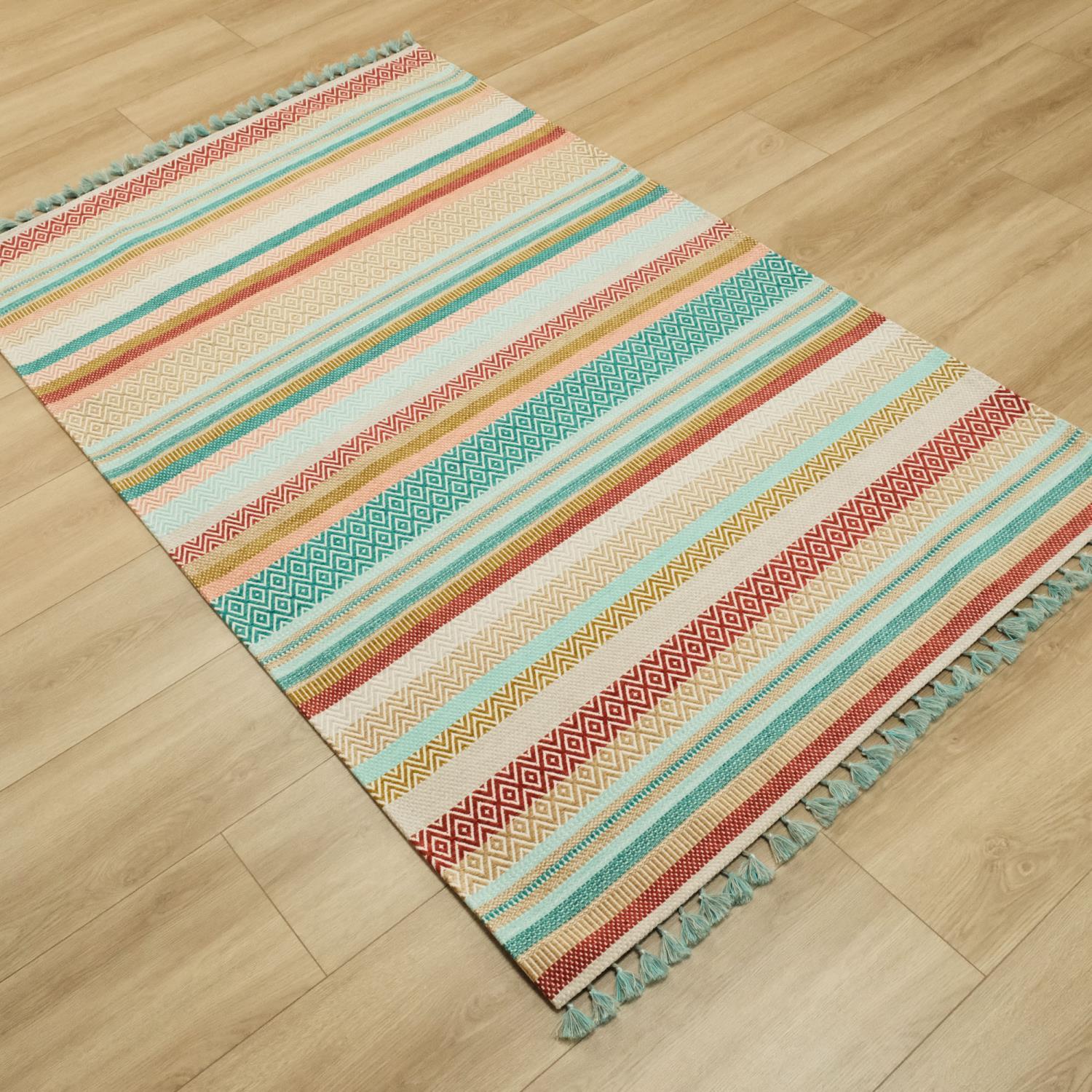 Aztec Series Colorful Striped Design Machine Woven Rug