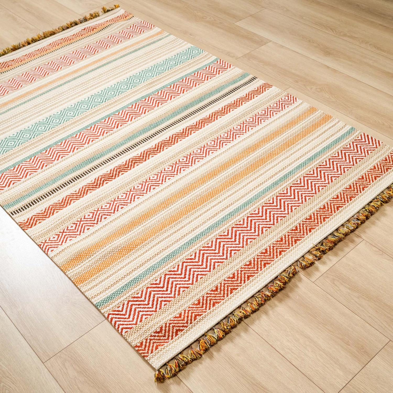 Aztec Striped Design Machine Woven Rug